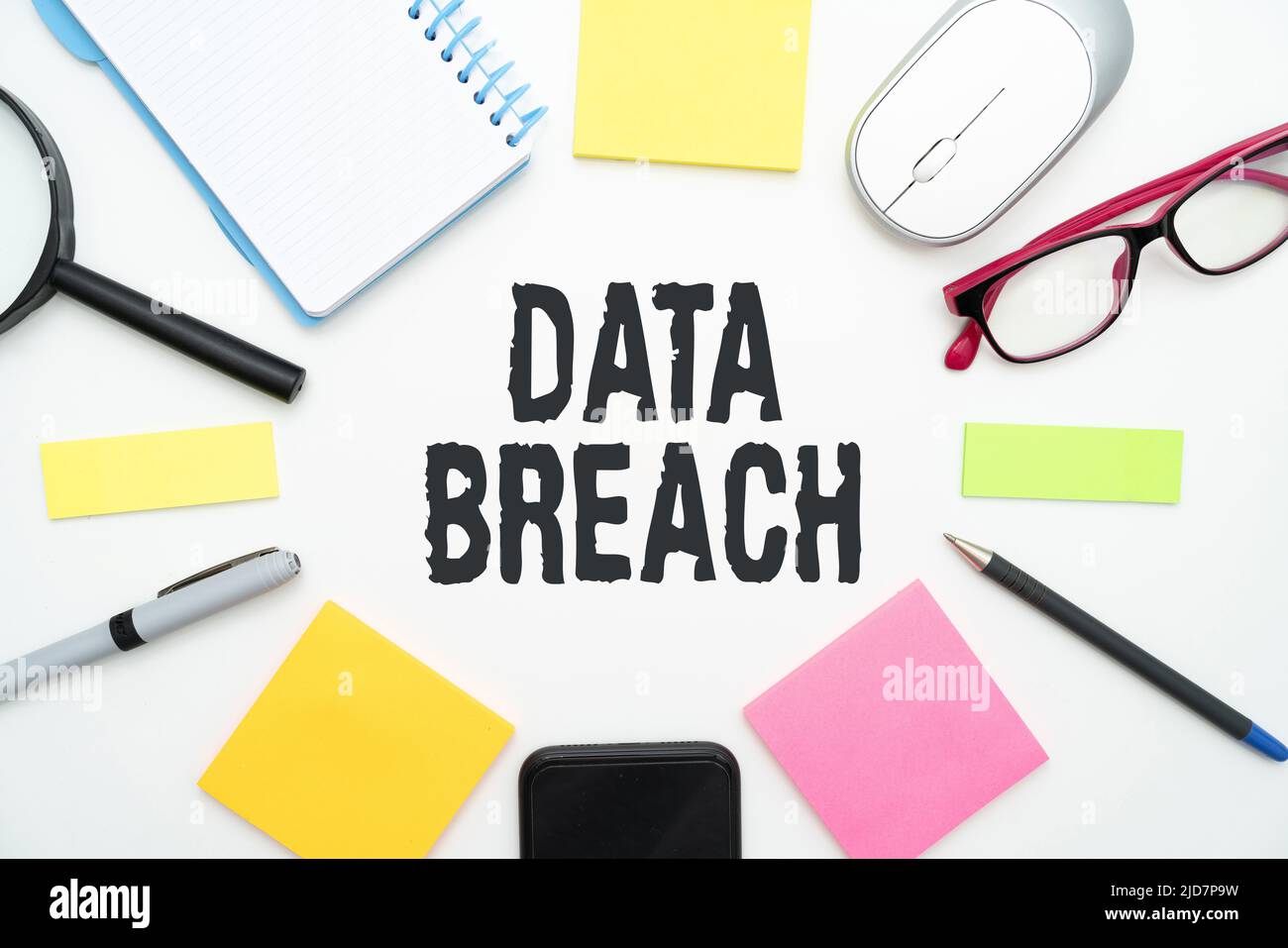 Text caption presenting Data Breach. Concept meaning security incident ...