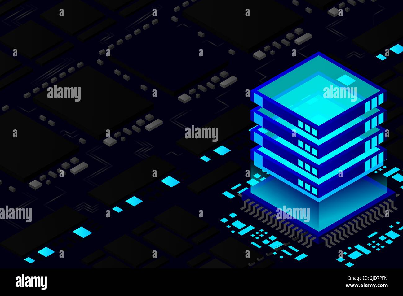 Artificial intelligence micro chip illustration. Quantum computing. PC ...