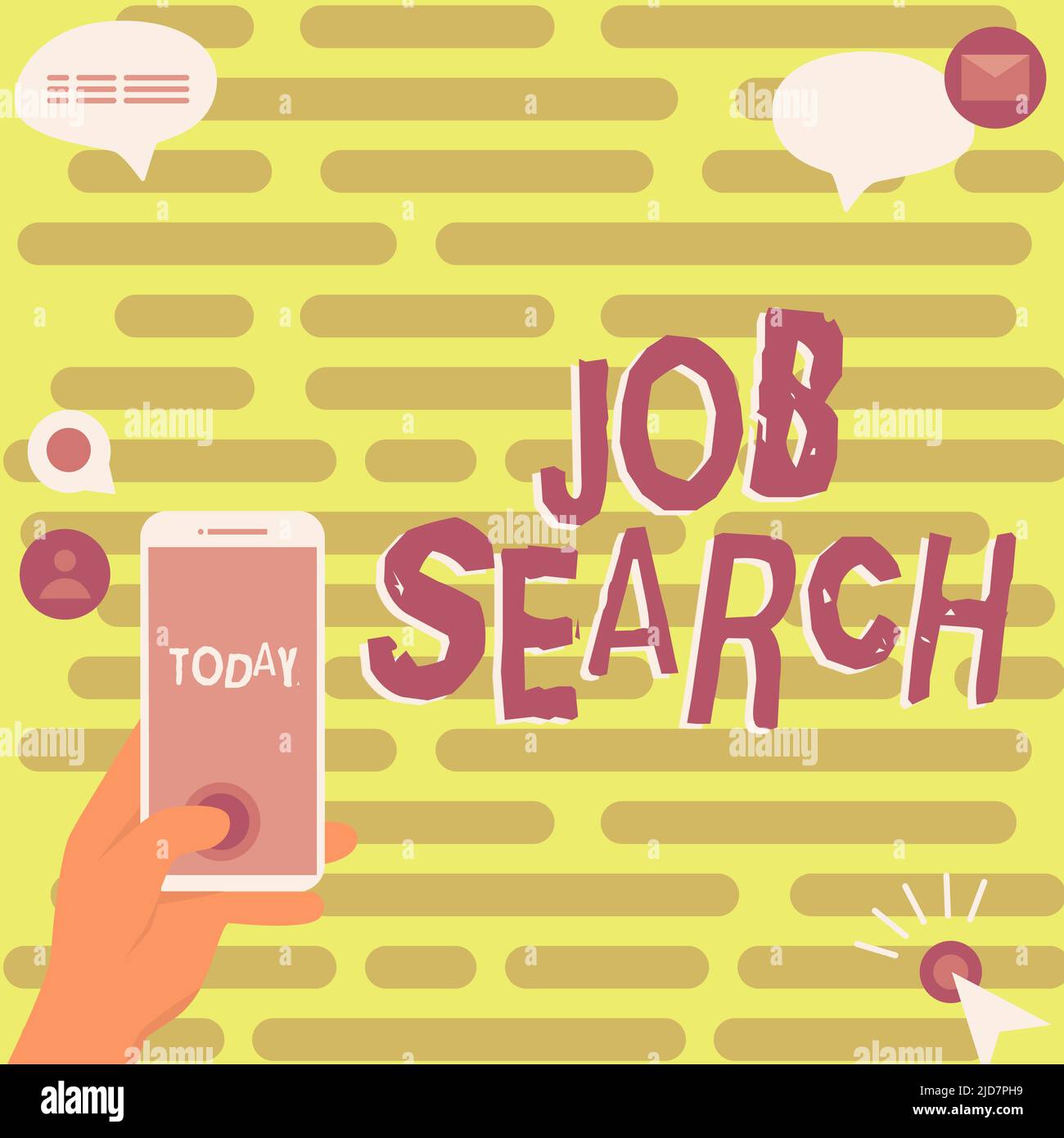 Conceptual caption Job Search. Business showcase An act of person to ...