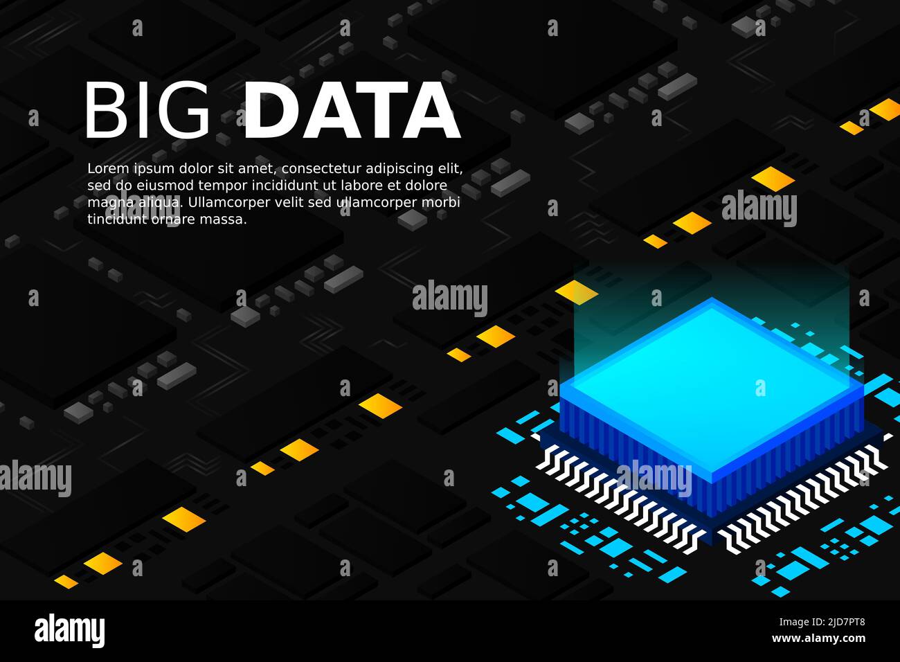 Artificial intelligence micro chip illustration. Quantum computing. PC mainboard illustration ...