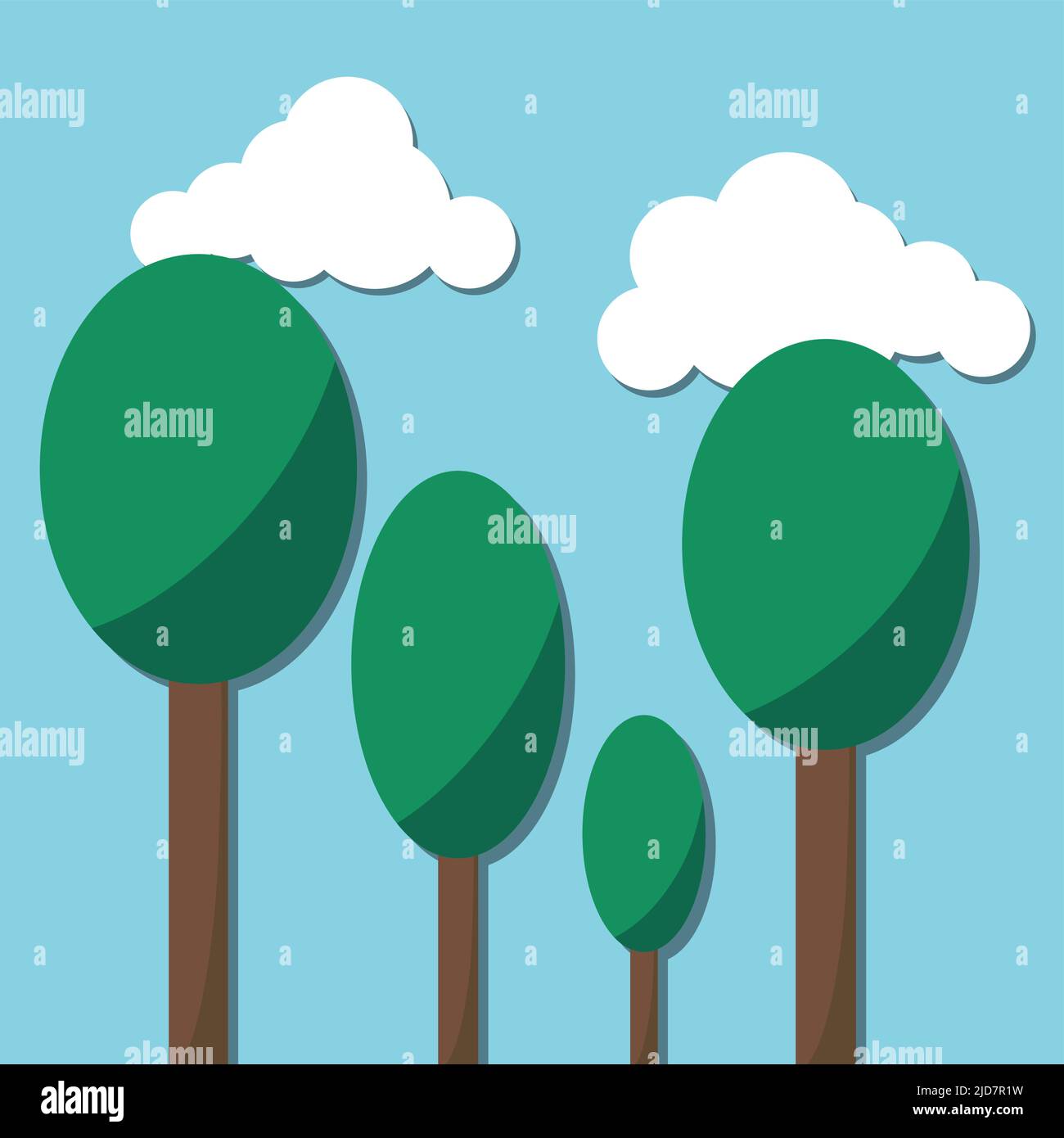 Simple flat style trees illustrations. Can be used to illustrate any ...