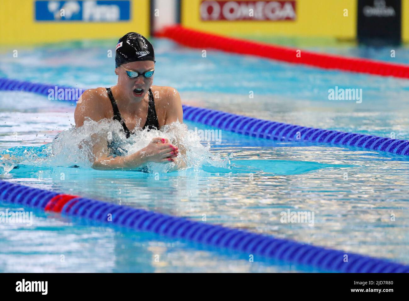 Belgian Florine Gaspard pictured in action during the women's 100m breaststroke at the swimming ...