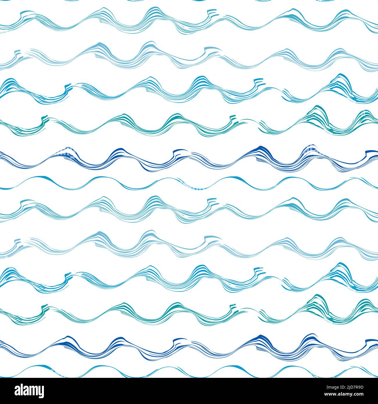 Seamless pattern with waves. Wavy hand drawn brush strokes on white ...