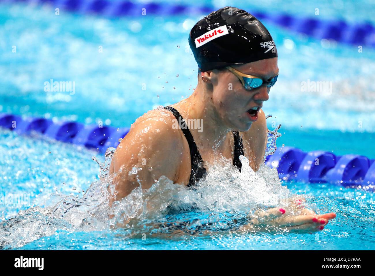 Belgian Florine Gaspard pictured in action during the women's 100m breaststroke at the swimming ...