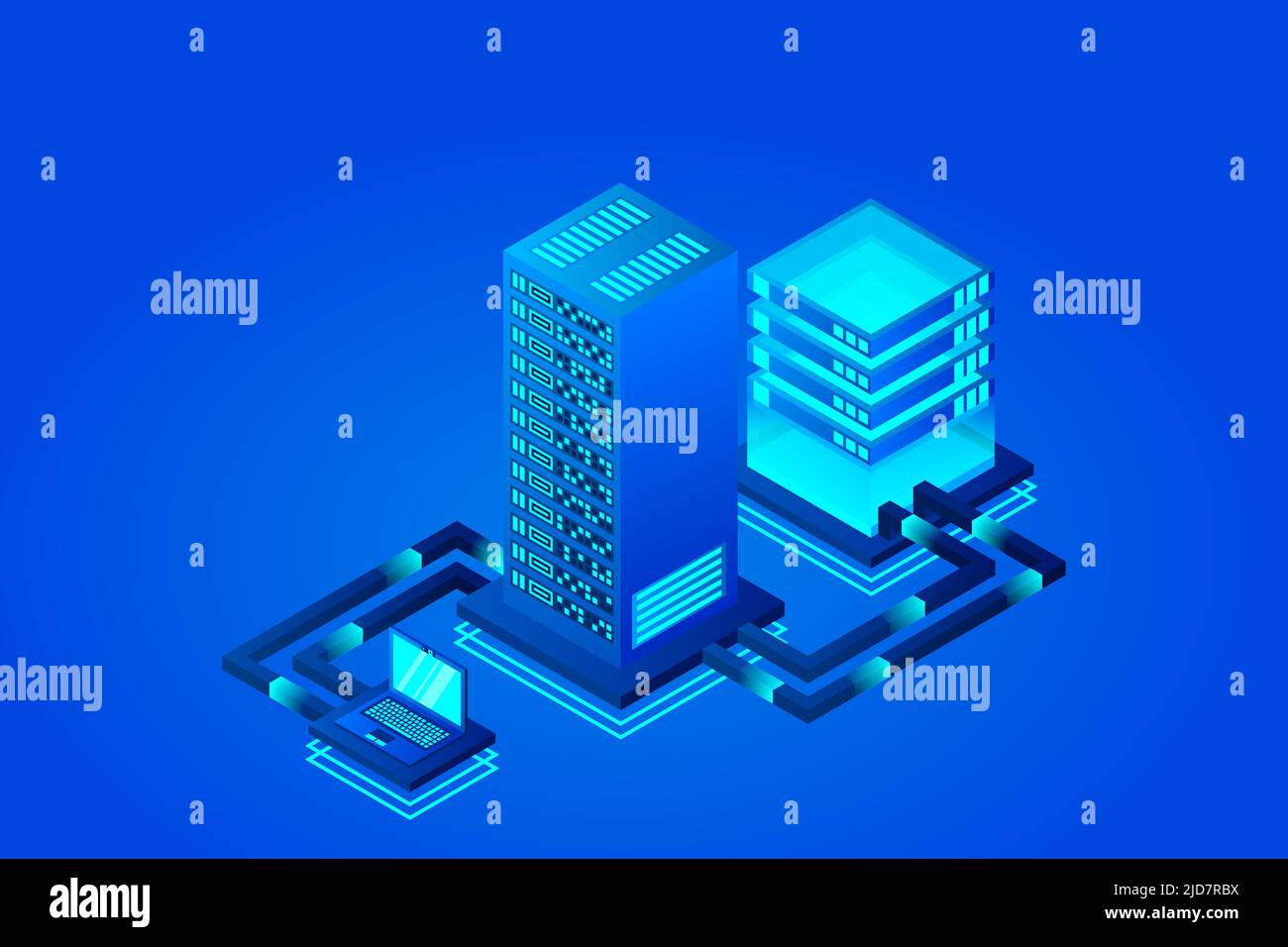 Transfer of user data to the server. Data hosting. Data flow. Data storage. Server. Digital ...