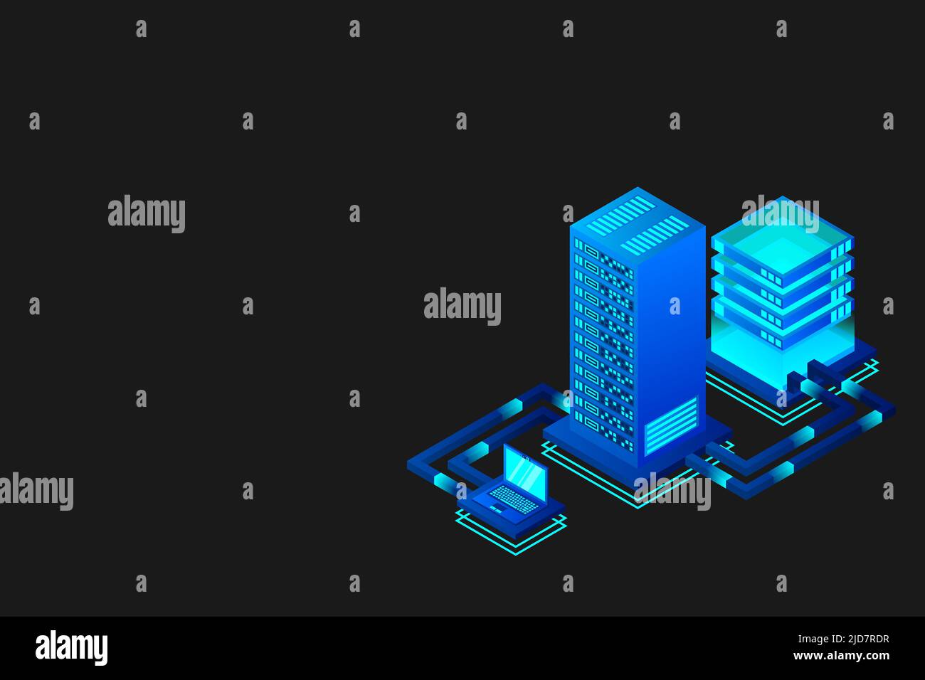 Transfer of user data to the server. Data hosting. Data flow. Data storage. Server. Digital ...