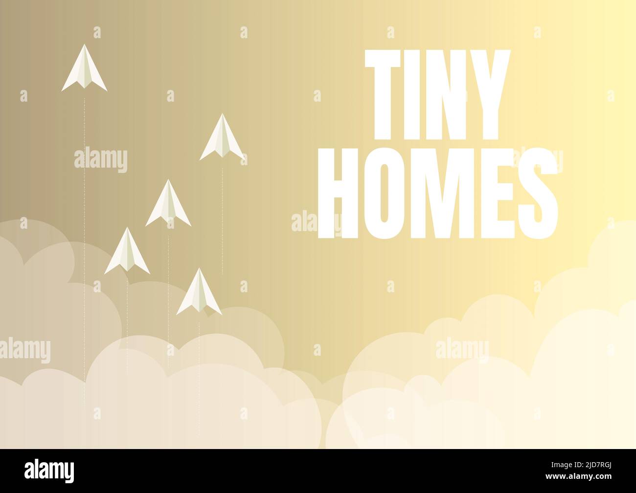 Text caption presenting Tiny Homes. Business approach houses contain ...