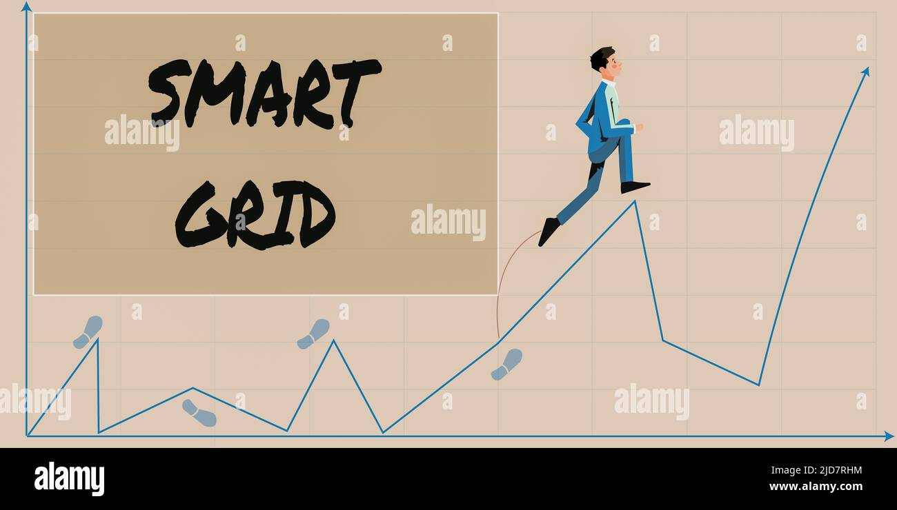 Hand writing sign Smart Grid. Conceptual photo includes of operational ...