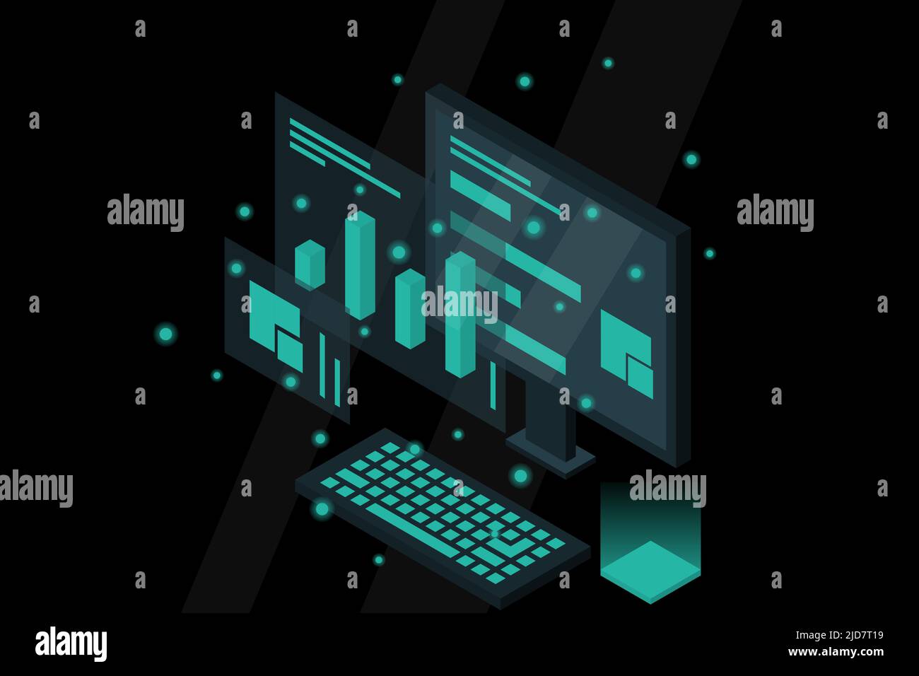 Data Analysis In Isometric Vector Design Technician In Datacenter Or