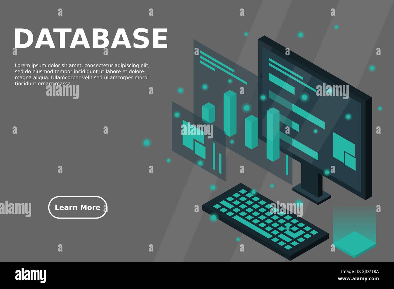 Data analysis in isometric vector design. Technician in datacenter or ...