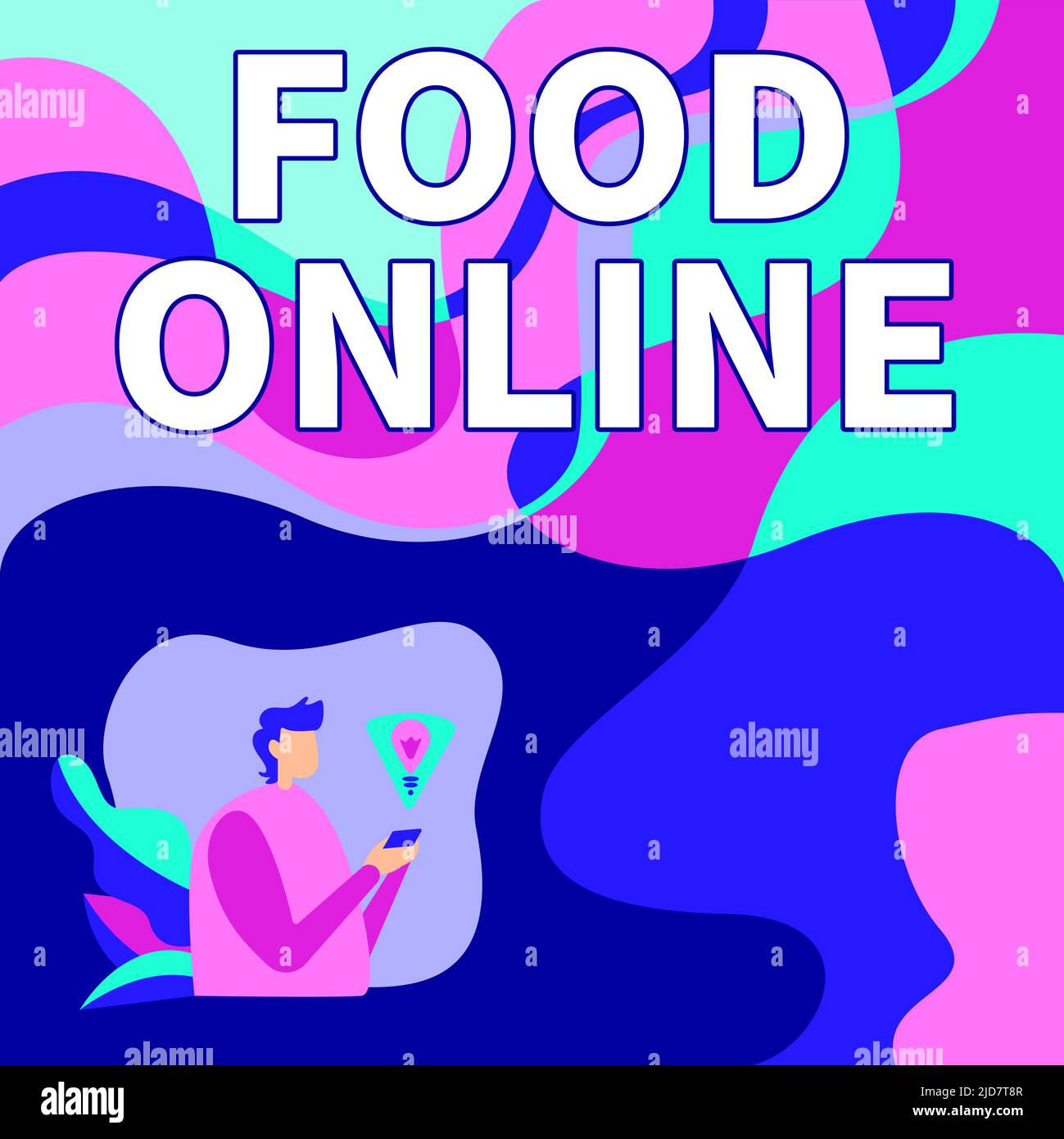 Text caption presenting Food Online. Business concept asking for ...