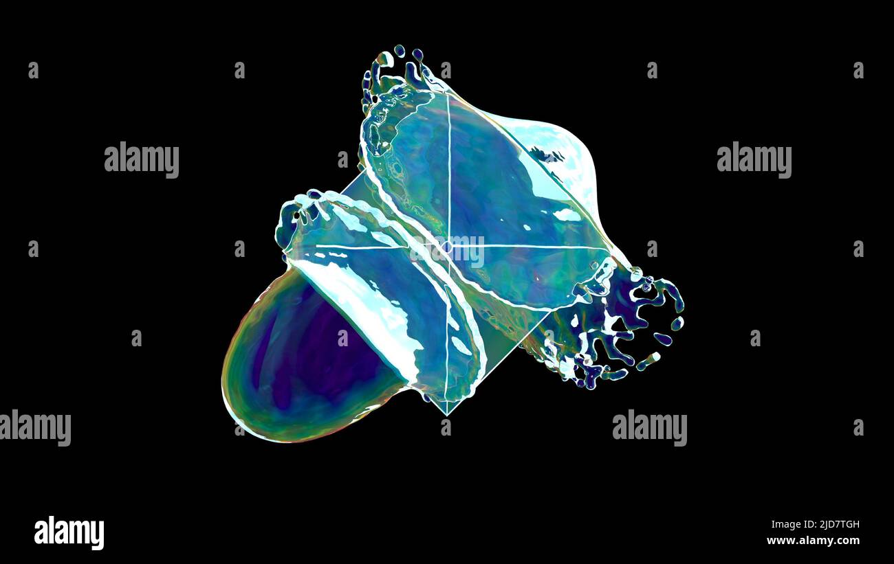 Splash water in abstract 3d style on black super slow motion 1000 FPS ...