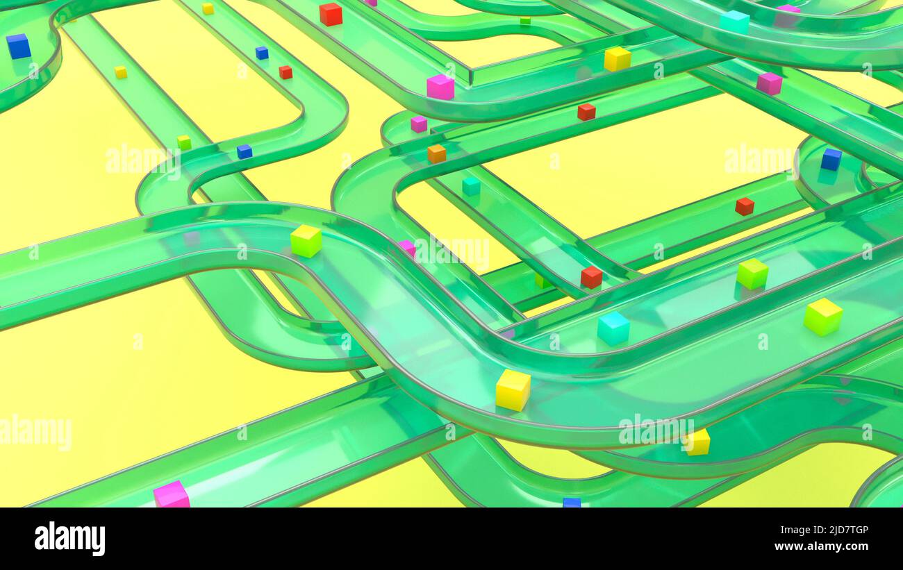 Modern 3d packaging Automated assembly line Production conveyor Goods ...