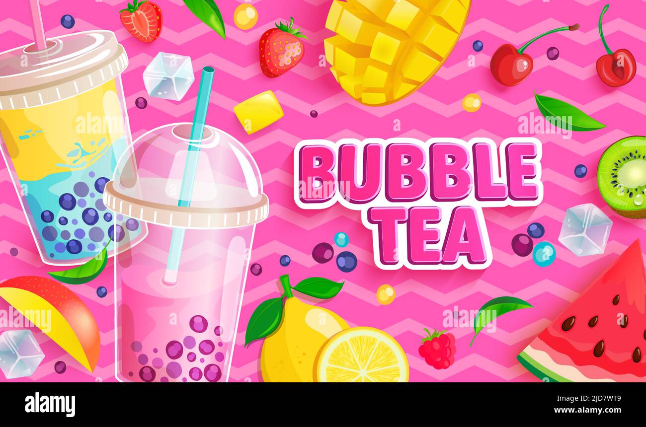 Bubble tea banner on sweet pink background Stock Vector Image & Art - Alamy