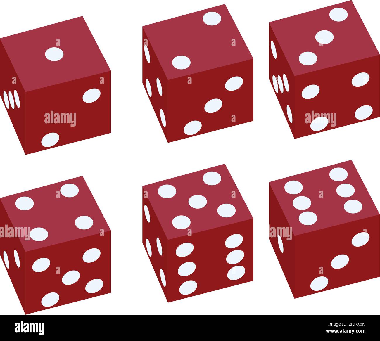 red Game dice. Set of game dice, isolated on white background. Dice in a flat and linear design ...