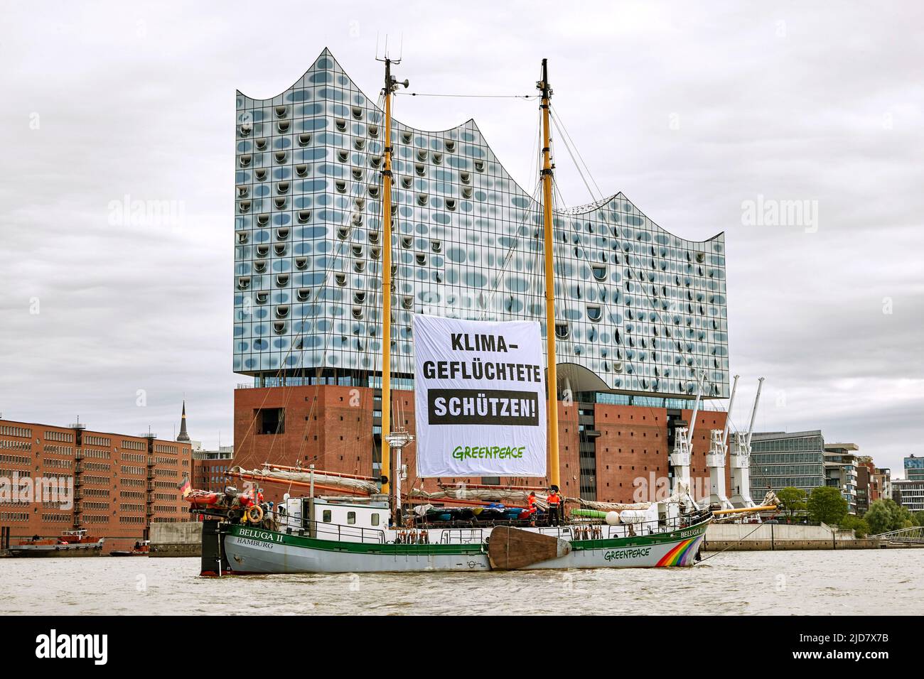 Hamburg, Germany. 19th June, 2022. The Greenpeace sailing ship "Beluga ...