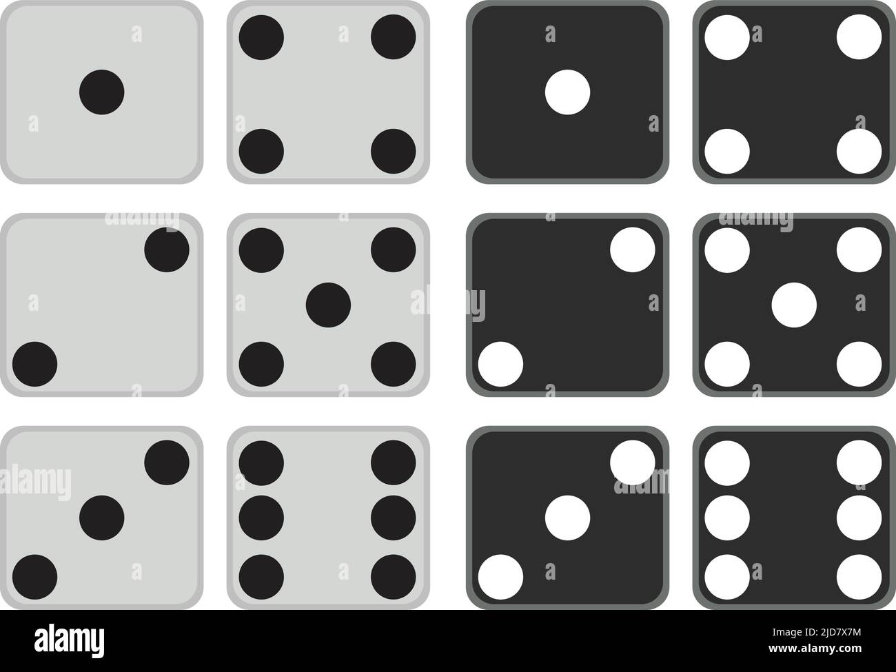 Game dice. Set of game dice, isolated on white background. Dice in a flat and linear design from ...