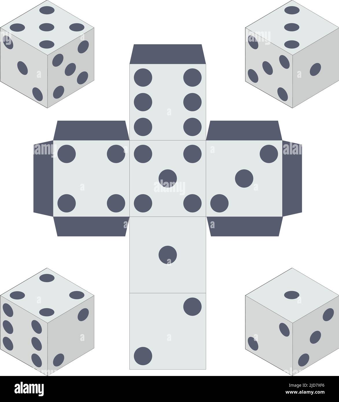 Game dice. Set of game dice, isolated on white background. Dice in a flat and linear design from ...