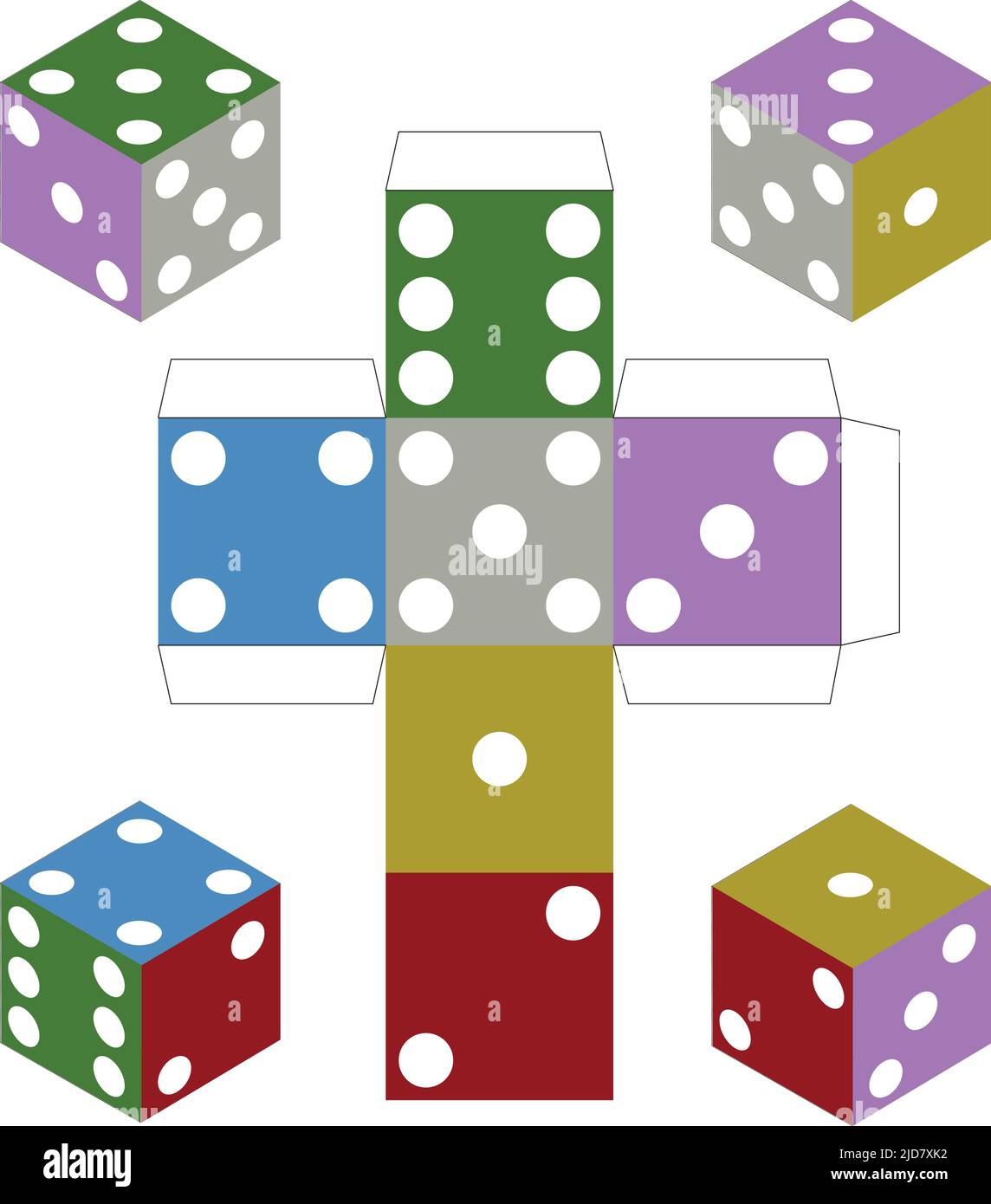 Game dice. Set of game dice, isolated on white background. Dice in a flat and linear design from ...