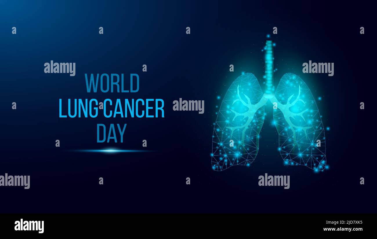 World Lung Cancer Day concept. Banner template with glowing low poly ...
