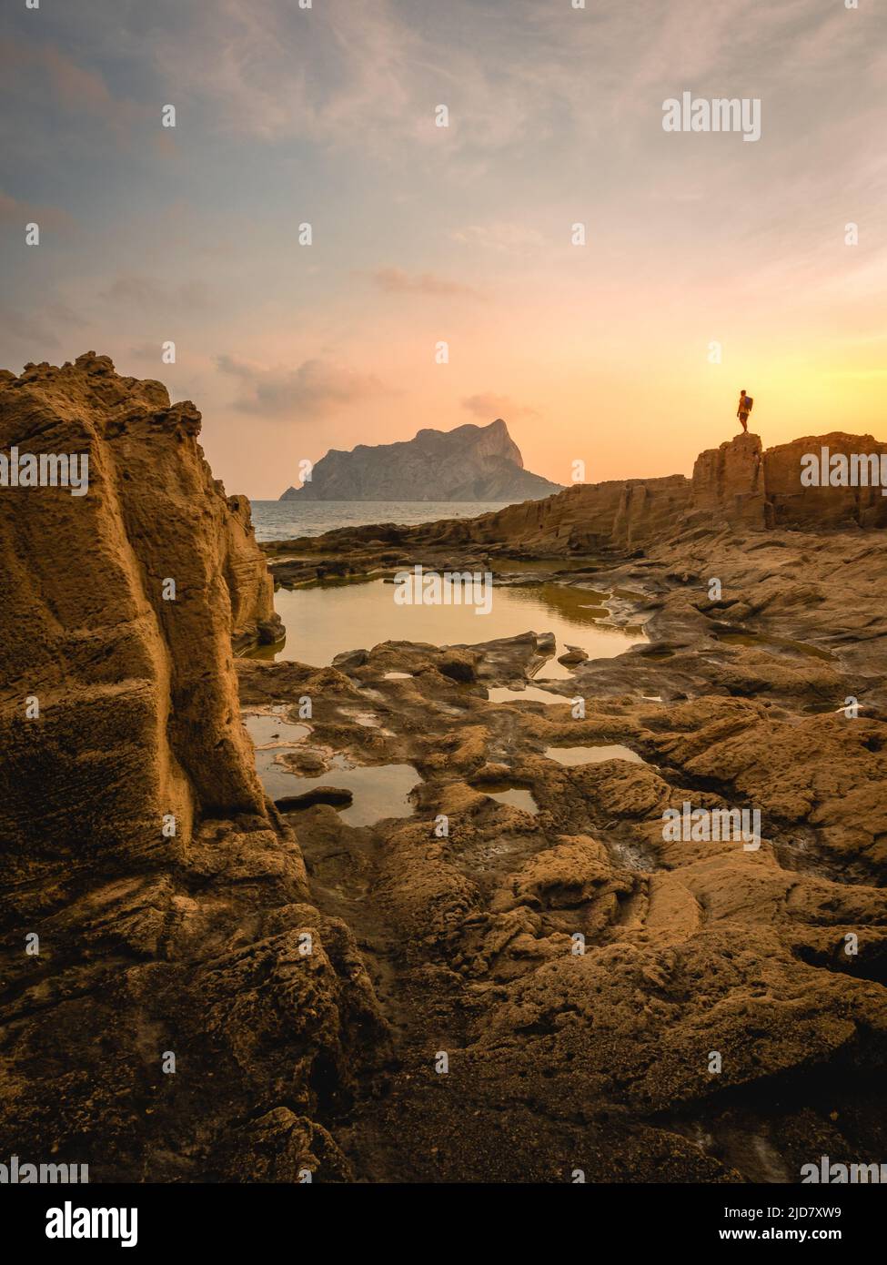 Natural coastal landscape with tide pools and the Ifaz rock in the ...