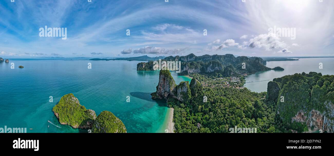 Railay Beach Krabi Thailand, the tropical beach of Railay Krabi, Drone ...