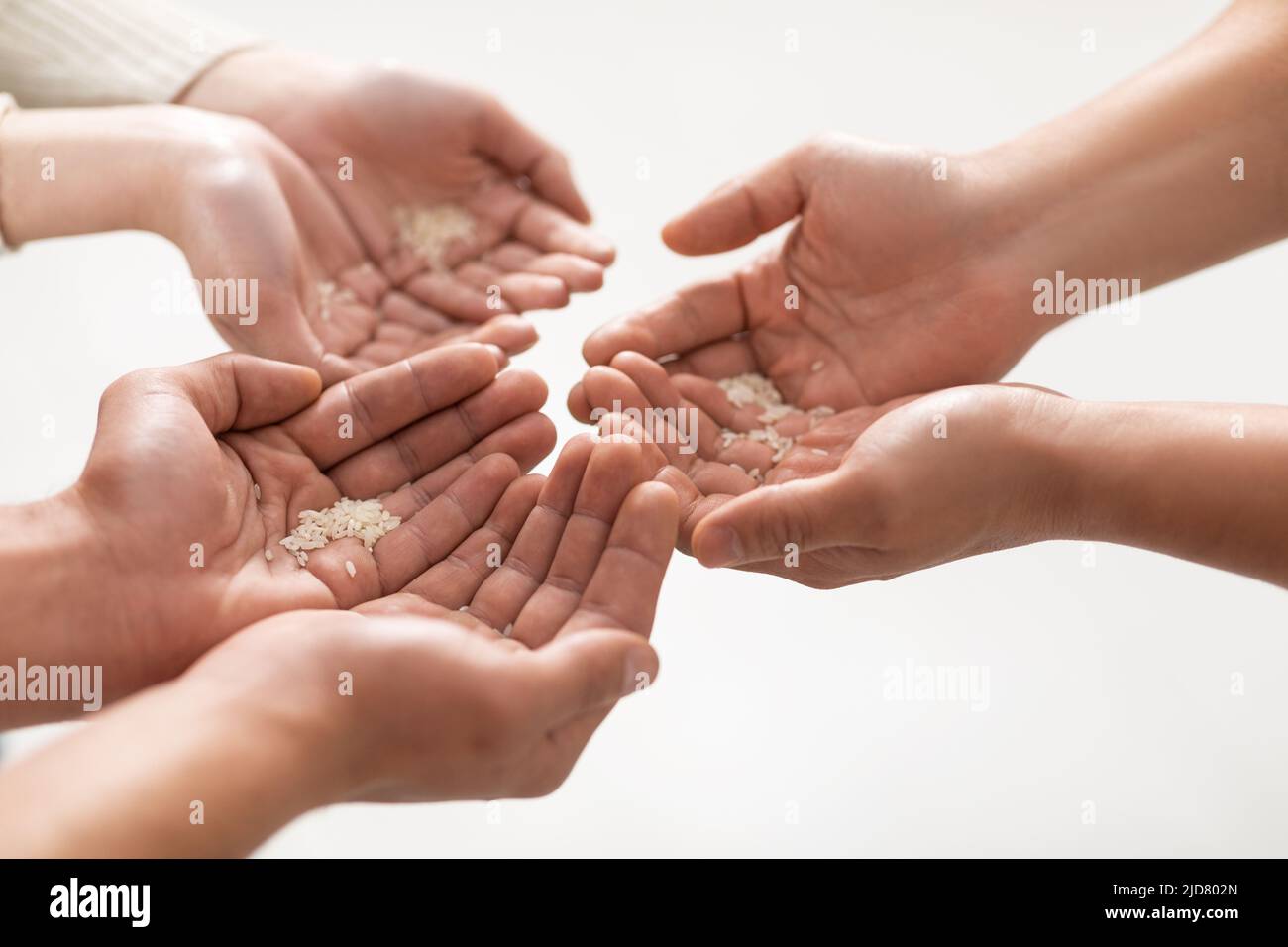 Top view of unrecognizable people with empty hands Stock Photo - Alamy