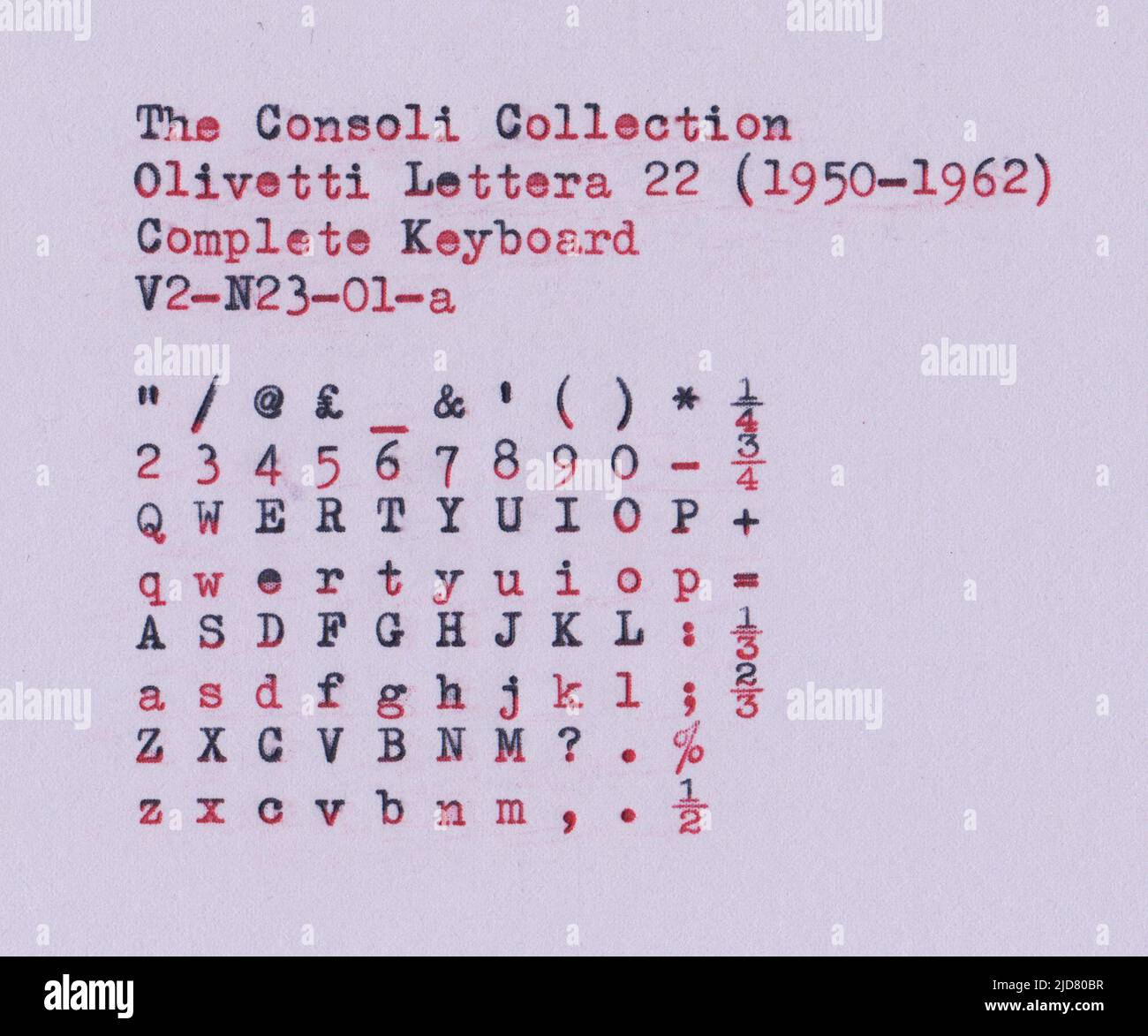 Olivetti Lettera 22 Typewriter Qwerty Keyboard Alphabet (1950-1962 ...