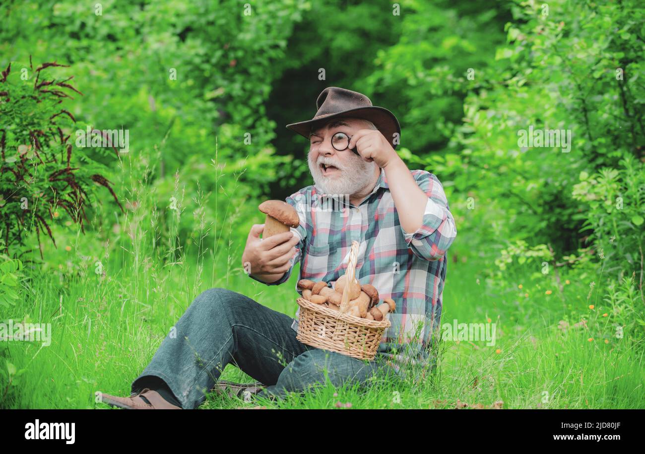Happy Grandfather - summer and hobbies. Old man walking. Grandpa ...