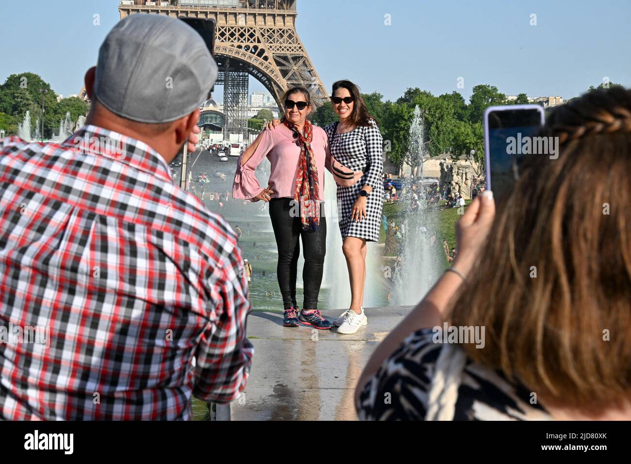 Atmosphere during the heat wave, at Trocadero in Paris, France, on June ...
