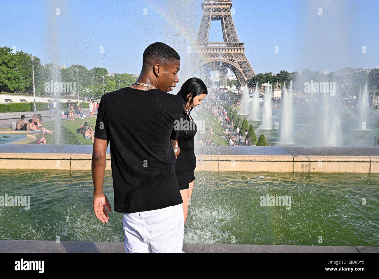 Atmosphere during the heat wave, at Trocadero in Paris, France, on June ...