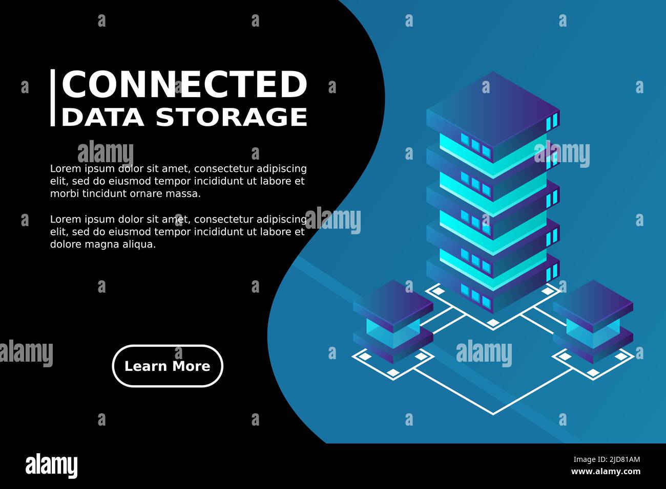 Transfer of user data to the server. Data flow. Data storage. Server. Digital space. Data center ...
