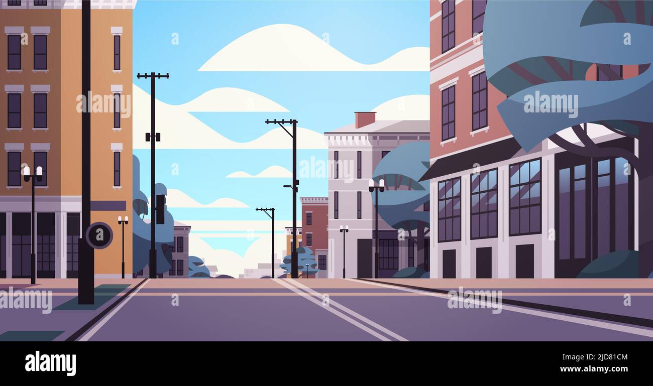 no people urban town street buildings city houses exterior Stock Vector ...