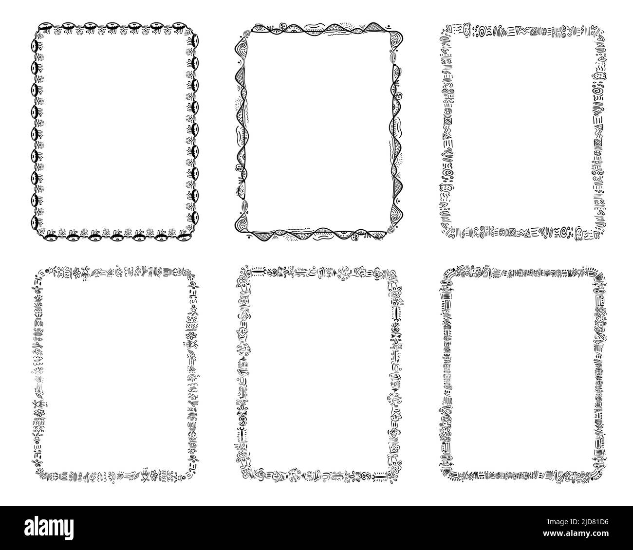 Freehand line, Doodle borders clipart, various shapes of doodle style ...