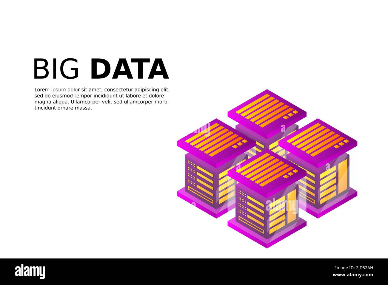 Concept of big data processing energy station of future server room rack data center isometric ...