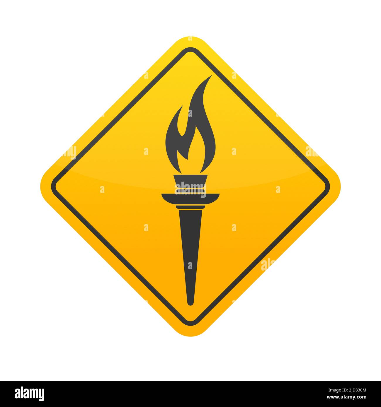 Torch. Square icon of a burning torch. A sign for websites and ...