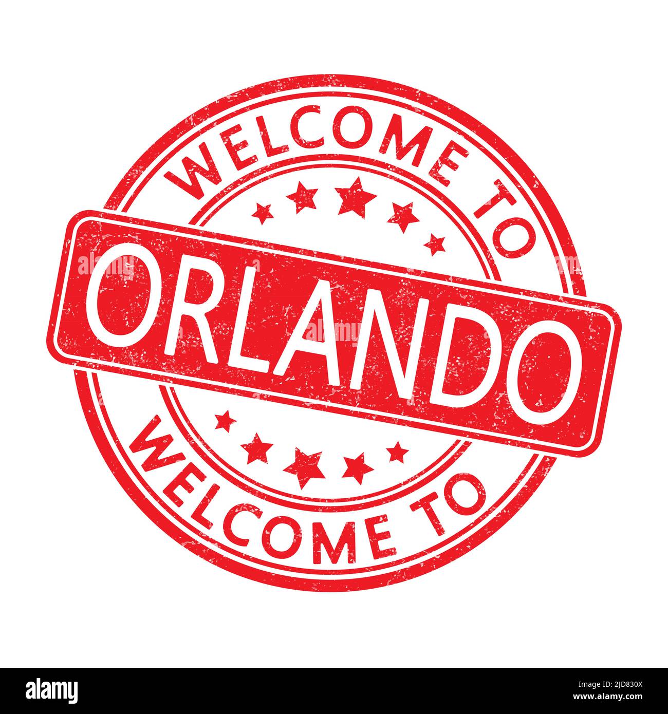 Welcome to Orlando. Impression of a round stamp with a scuff. Flat ...