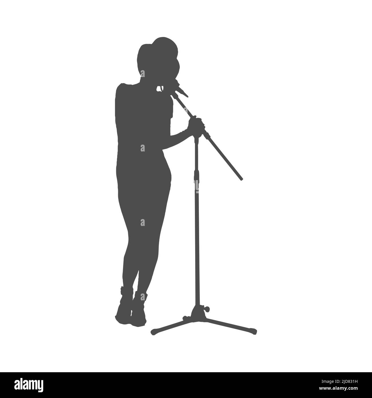 singer with a microphone. Vector silhouette for creative and thematic ...