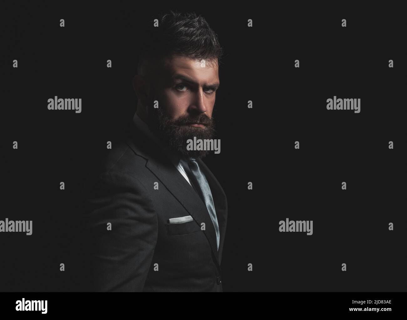 Rich man model. Business man concept. Businessman in dark grey suit ...