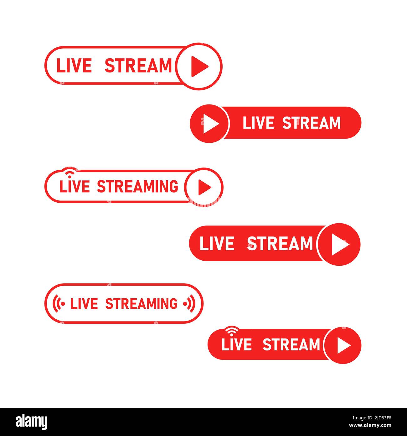 Live streaming icon buttons for broadcasting or online stream. Vector ...