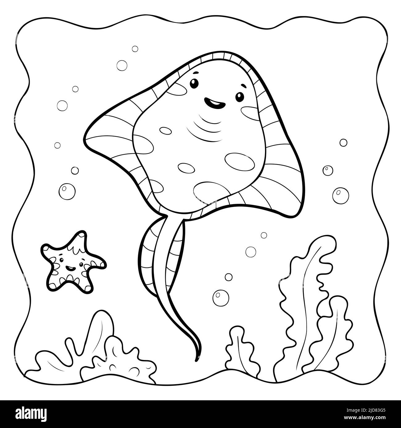 Cramp-fish black and white. Coloring book or Coloring page for kids ...