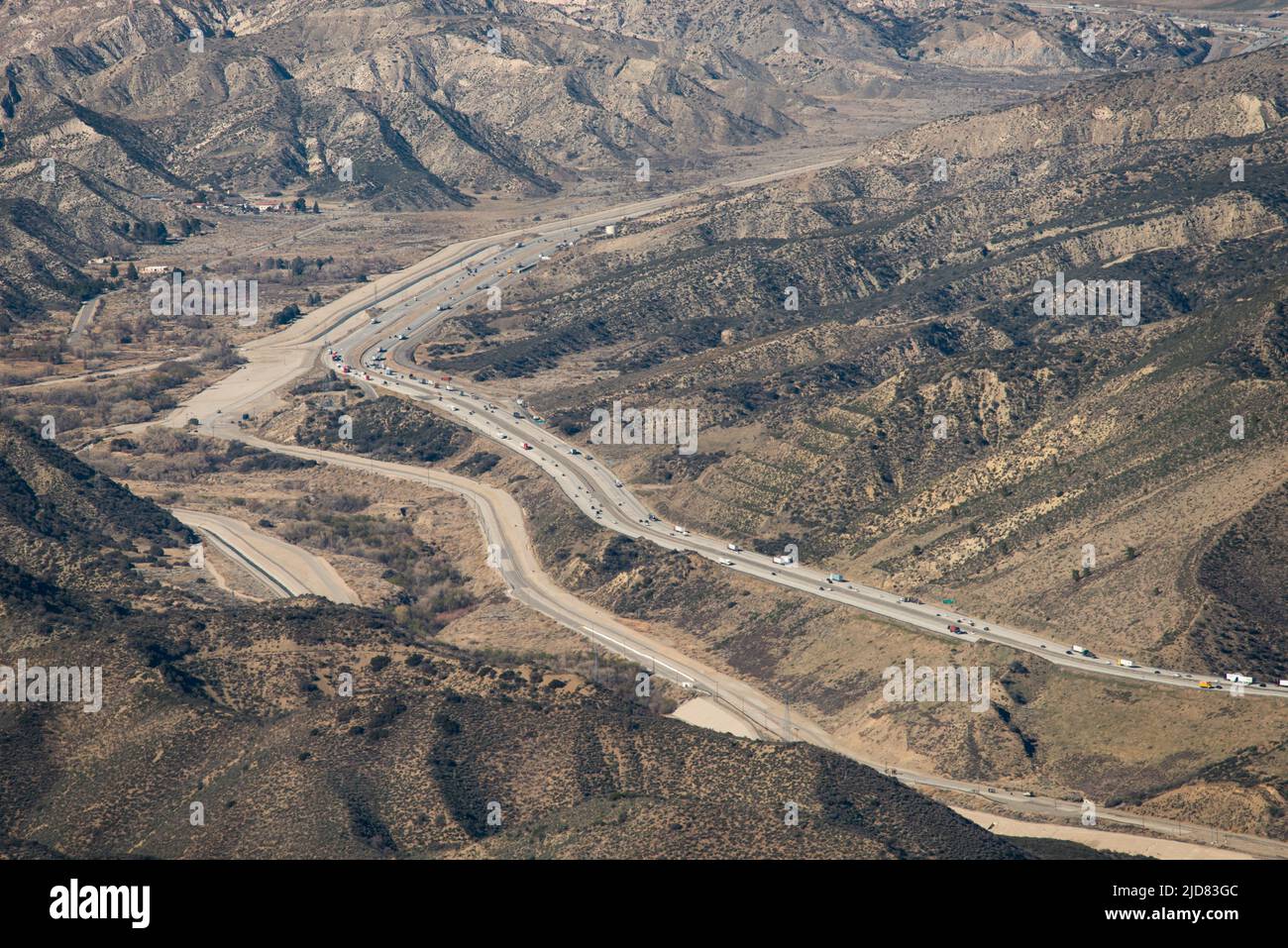 Trucks and Cars Passing on Interstate 5 Near Pyramid Lake and Gorman ...