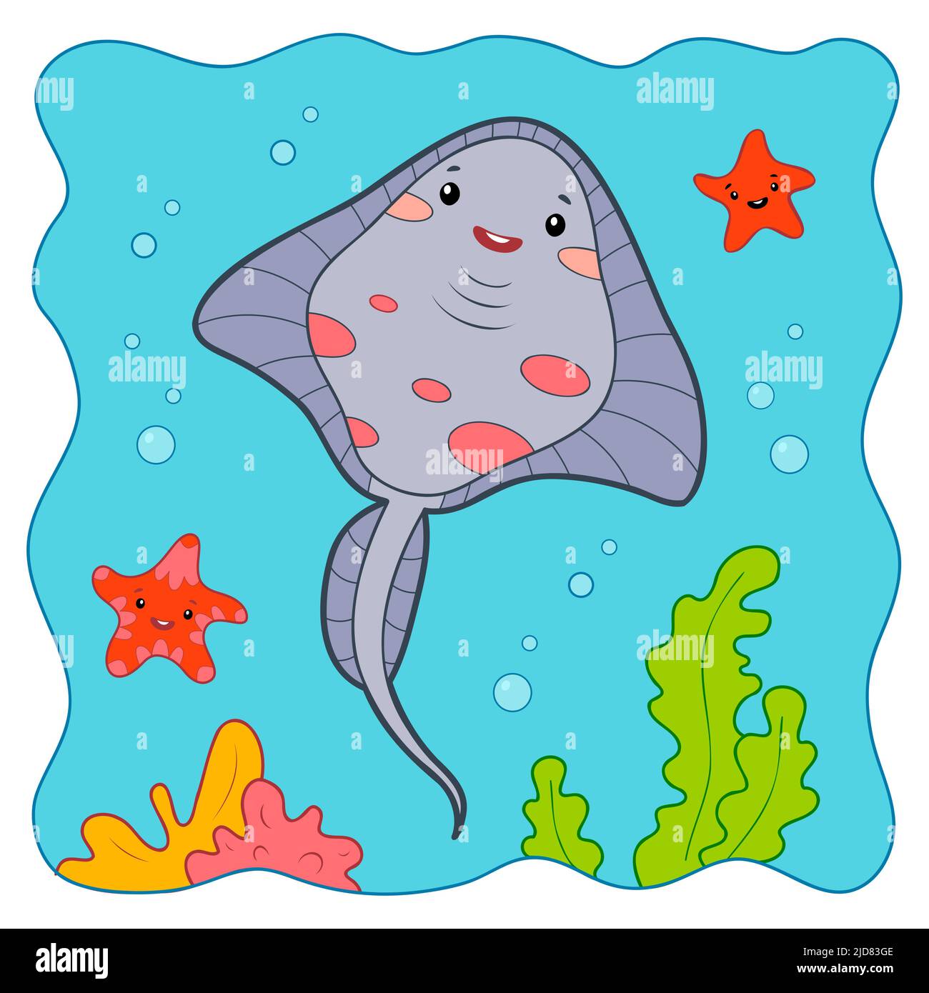 Cute Cramp-fish underwater cartoon. Cramp-fish clipart vector ...