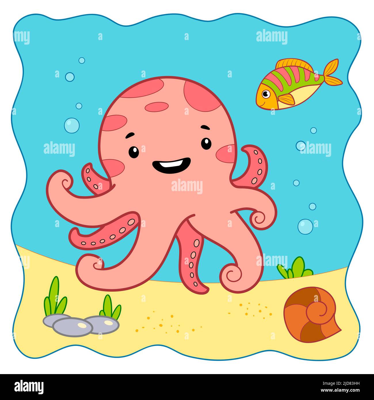 Cute Octopus underwater cartoon. Octopus clipart vector illustration ...