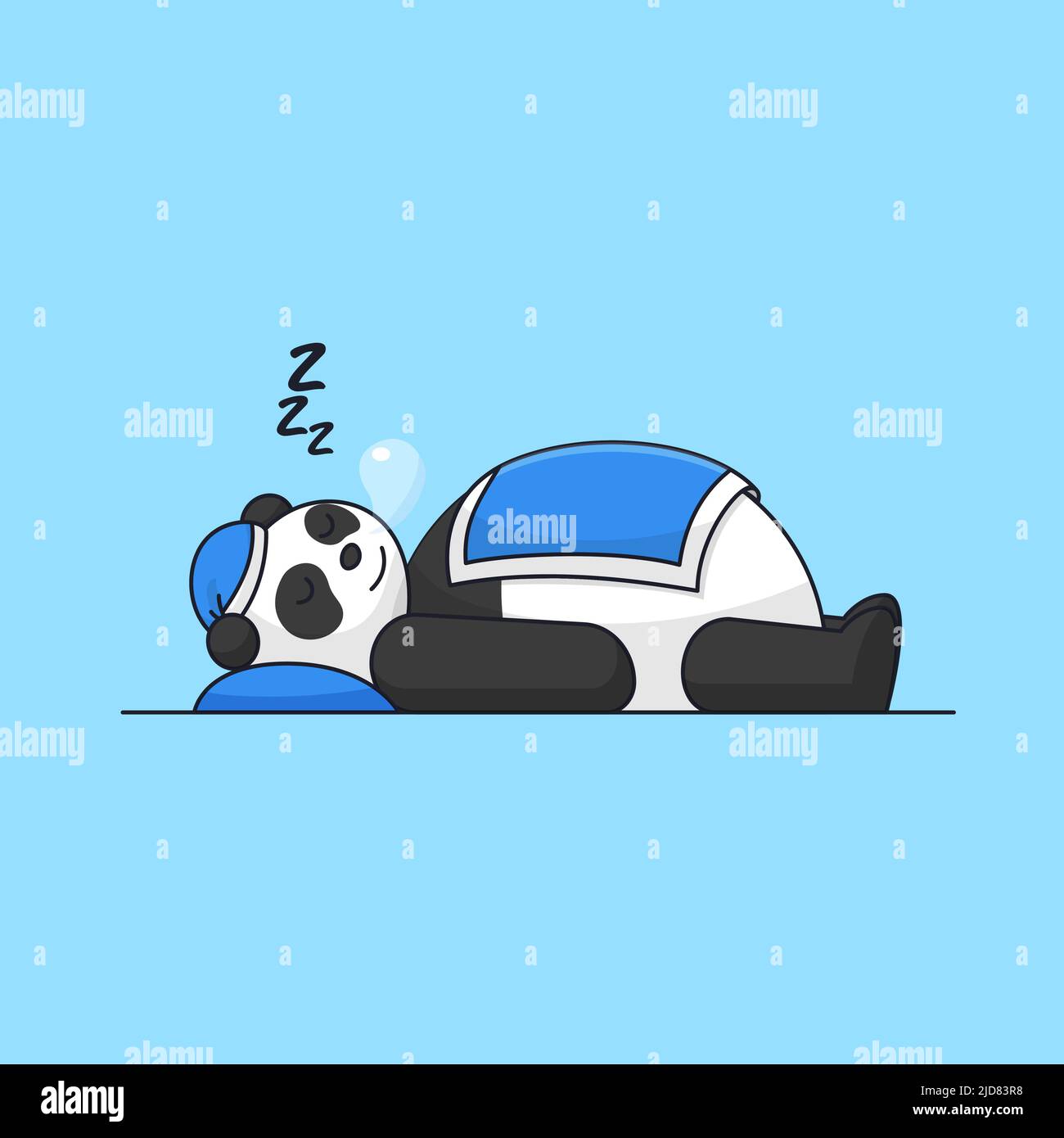 Cute sleeping panda with blanket and hat animal vector illustration ...