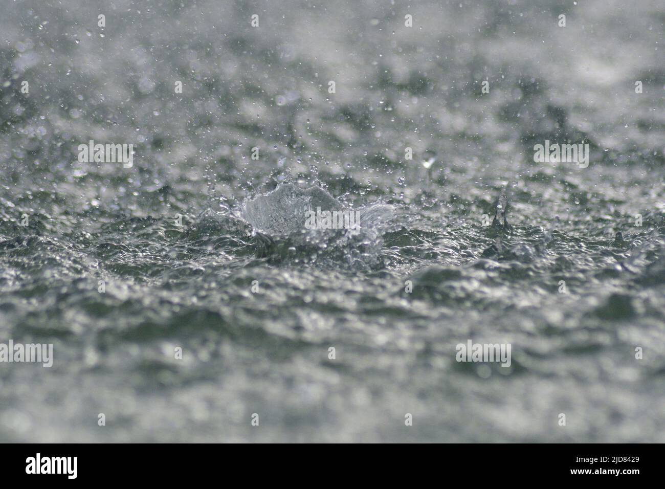 Raindrops falling with force Stock Photo - Alamy