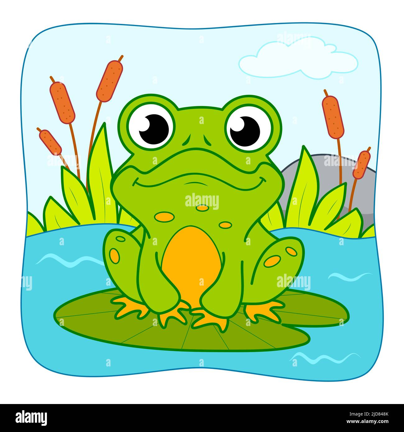 Cute Frog Cartoon Frog Clipart Vector Illustration Nature Background Stock Vector Image And Art
