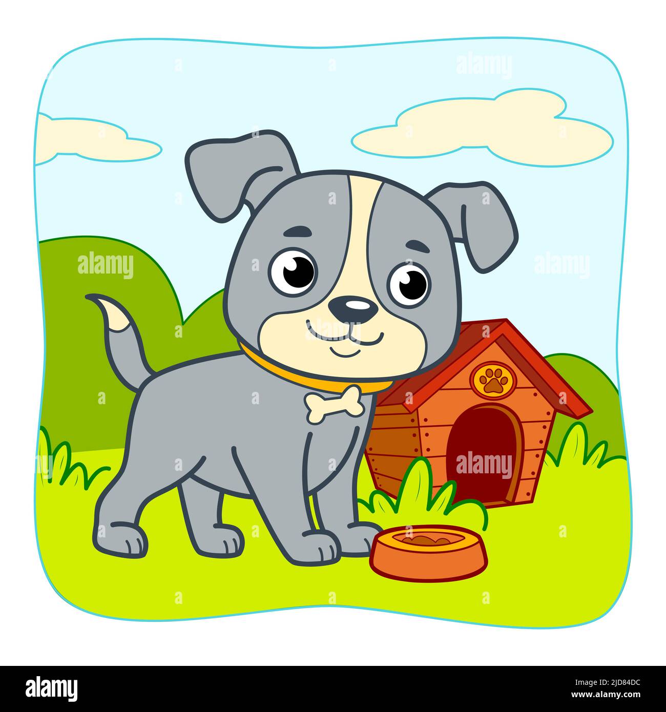 Cute Dog cartoon. Dog clipart vector illustration. Nature background ...