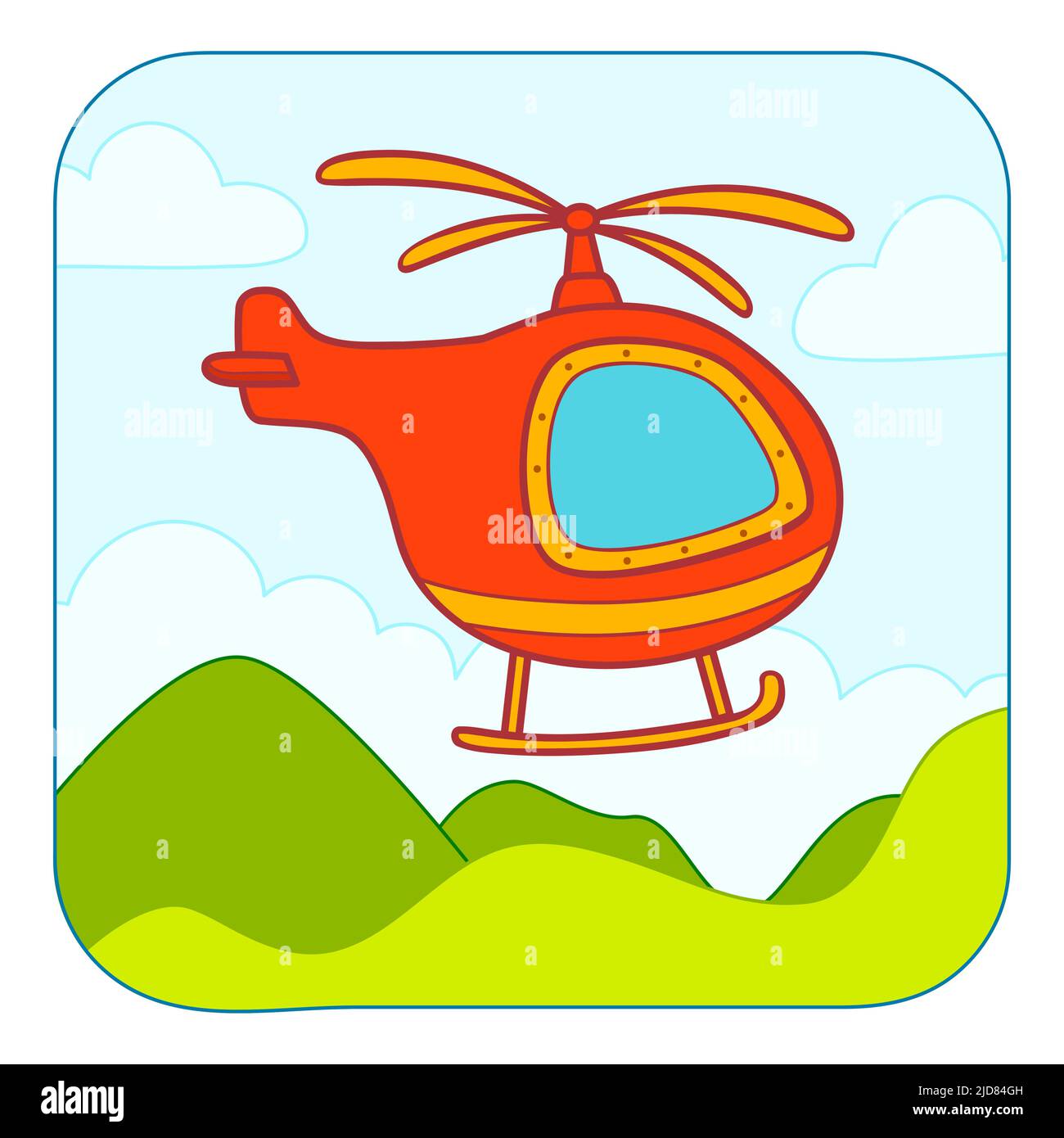 Cute Helicopter cartoon. Helicopter clipart vector illustration. Nature ...