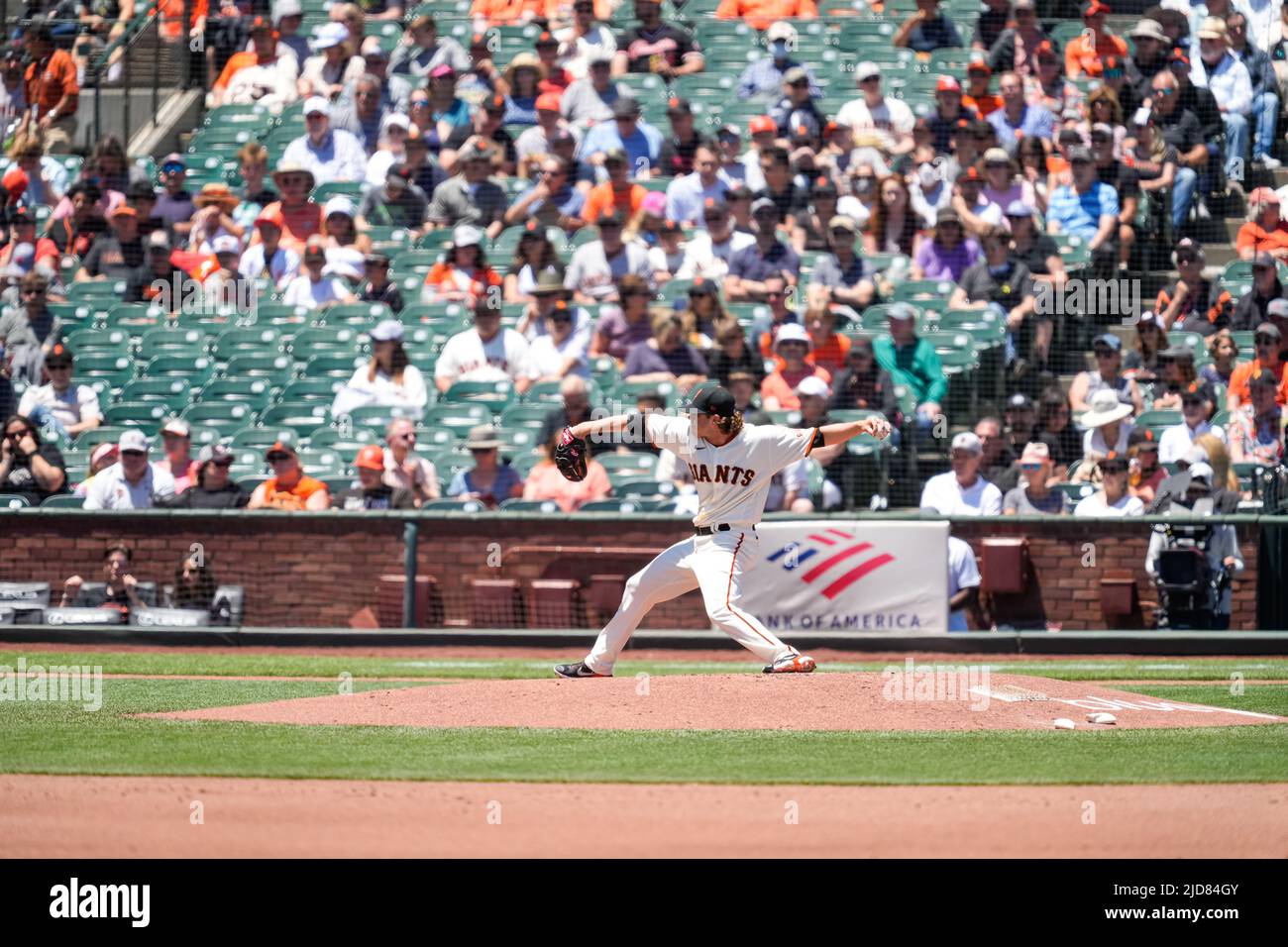 San Francisco Giants Pitcher Sam Long (73) throws a pitch during an MLB ...